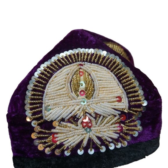 Accessories | Vintage Beaded Hat Velvet Dress Costume Ethnic Balochi ...